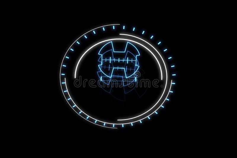 3D Digital HUD Element in Motion. Nice 3D Rendering Stock Illustration ...