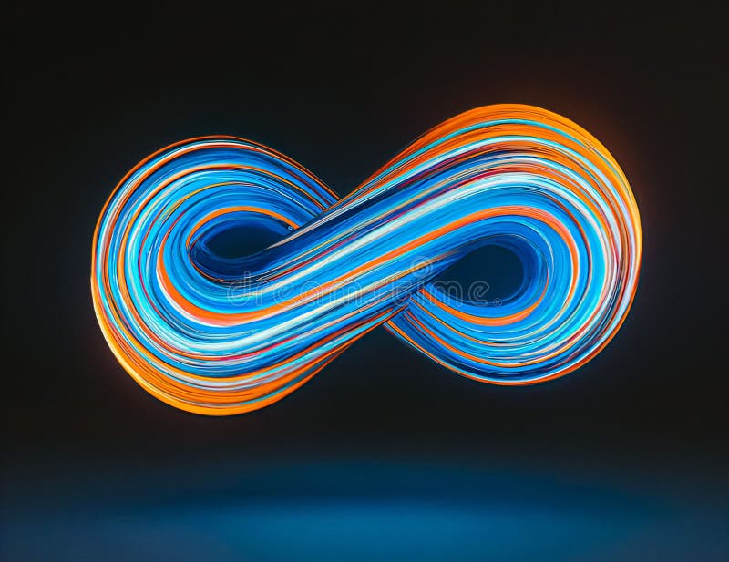 3D Digital Illustration of a Colorful Infinity Figure on Black ...
