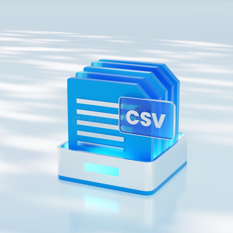 A 3D Digital Illustration of a CSV File with a Data Box. Stock ...