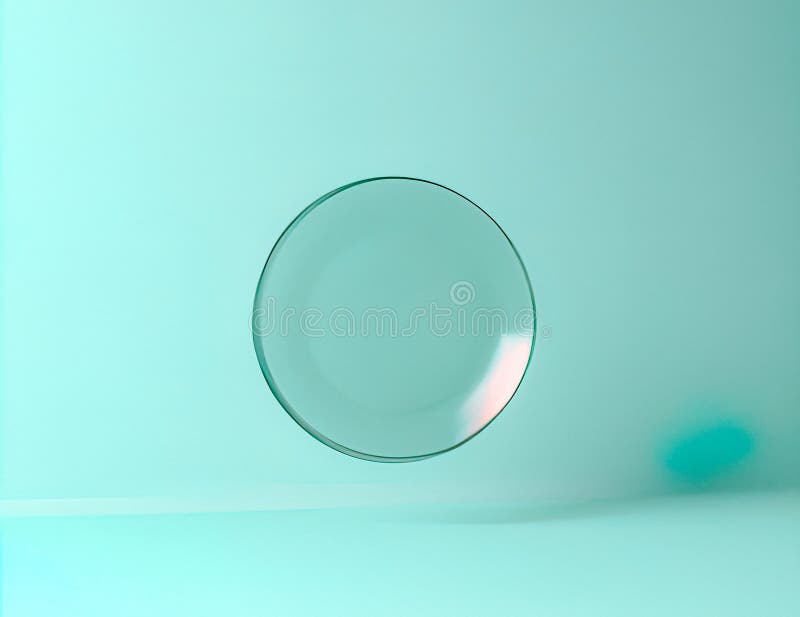 3D Digital Illustration of a Glass Disk on Aqua Background Stock ...