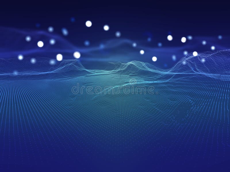 3D Digital Landscape, Modern Technology Background Stock Illustration ...