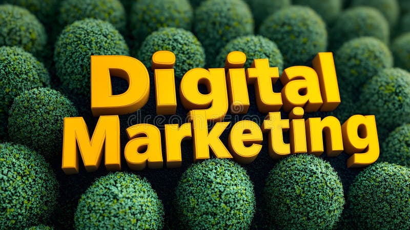 3D Digital Marketing Text on the Green Background AI Generated Stock ...