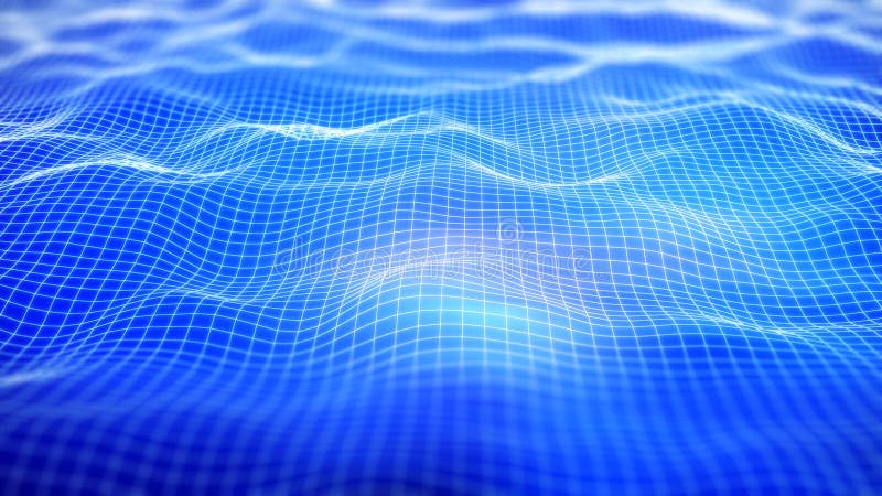 3D Digital Network Background with Flowing Grid Stock Illustration ...