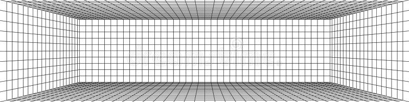 3D Digital One Point Perspective Grid Room Stock Vector - Illustration ...