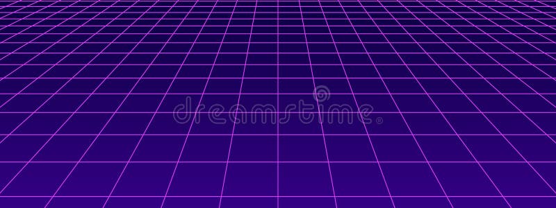 3D Digital Purple One Point Perspective Grid Wireframe Stock Vector ...