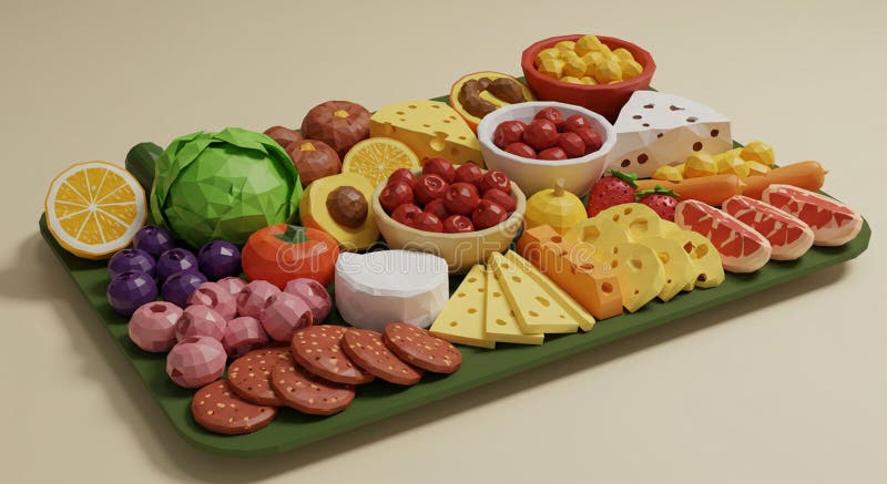 A 3D Digital Rendering of a Platter Featuring a Variety of Geometric ...