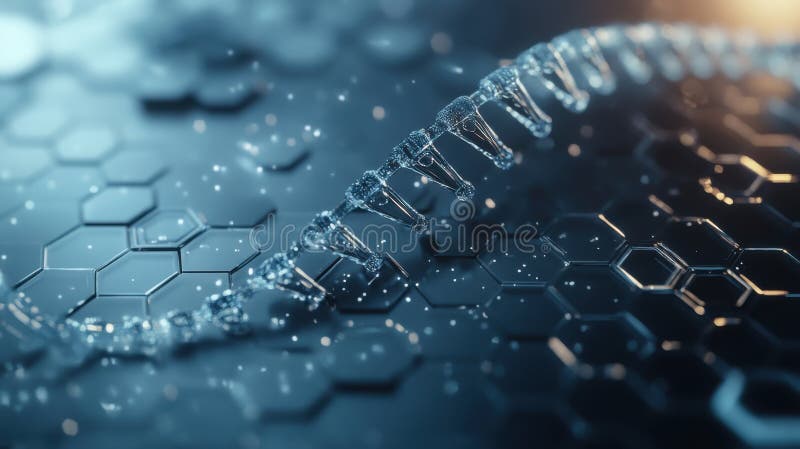 3D Digital Representation of DNA Structure Overlaid on Hexagonal ...