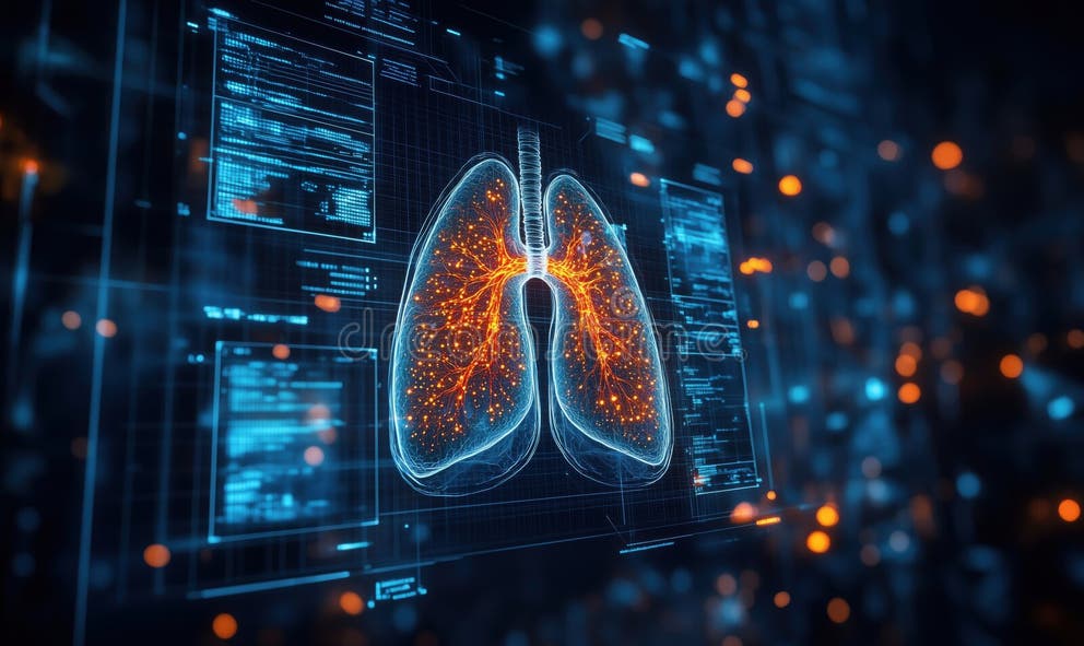 3D Digital Representation of Human Lungs with Glowing Particles and ...