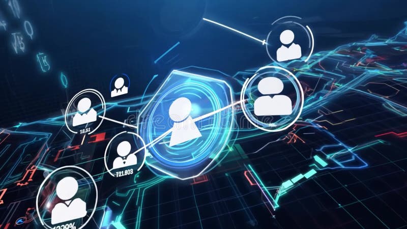 A 3D Digital Representation of a User Icon within a Neon Network Stock ...