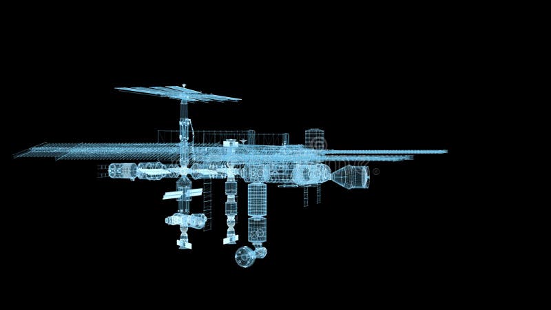 3D Digital Space Station of Particles. 4k Seamless Loop Stock Video ...