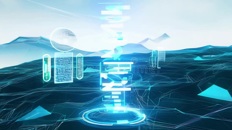 3D Digital Visualization of Abstract Structures Over Ocean Waves at ...