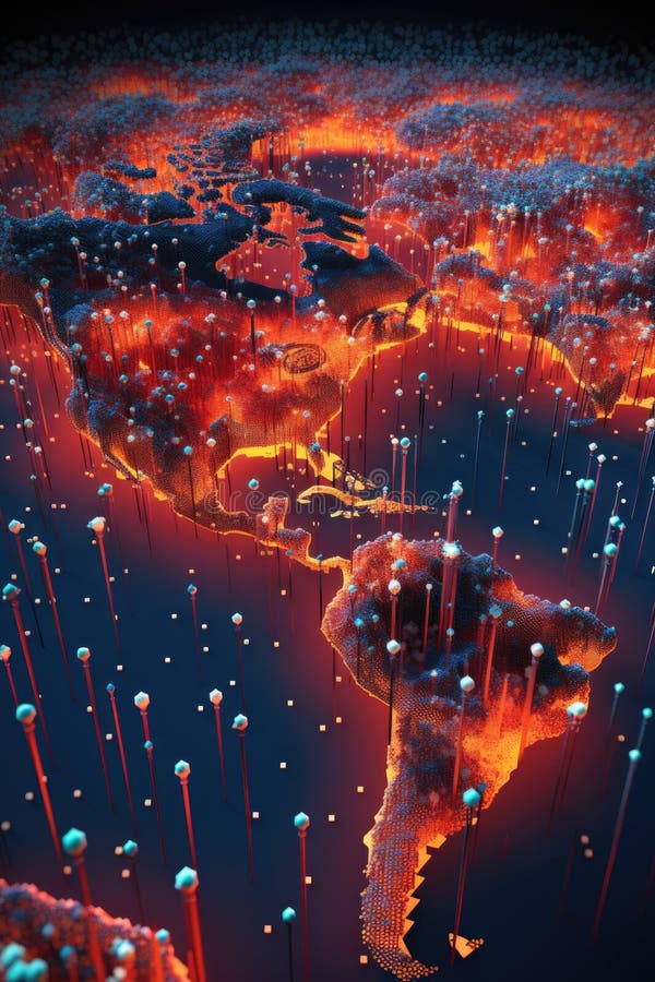 3d Digital World Map with Data Points and Connections Stock Photo ...