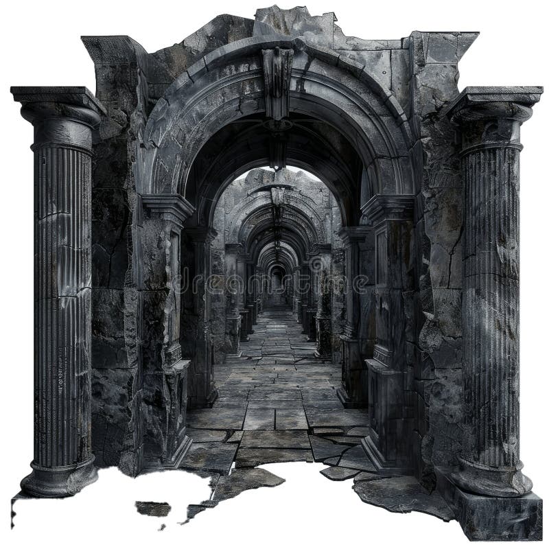 3d Digitally Rendered Ancient Stone Archway Corridor with Gothic ...