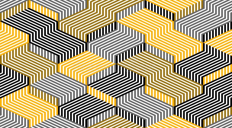 3D Dimensional Lined Cubes Seamless Pattern, Geometric Endless Texture ...