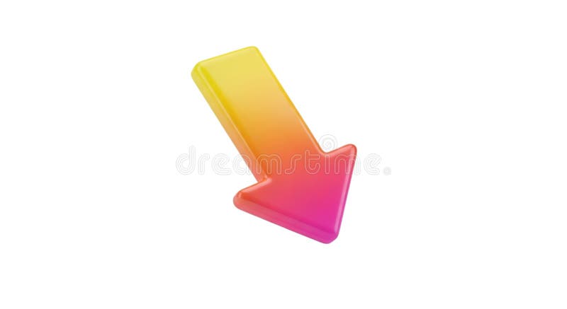 Arrow Pointing Down with Gradient, 3d Render Illustration, Direction ...
