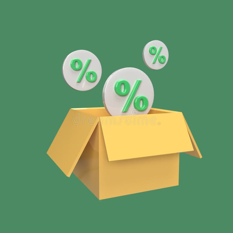 3D Discount and Box Illustration, Gift Box, Special Voucher Concept ...