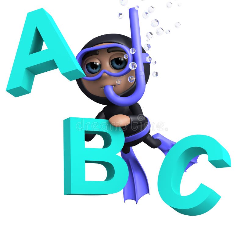 3d Diver Teaches the Alphabet Stock Illustration - Illustration of ...