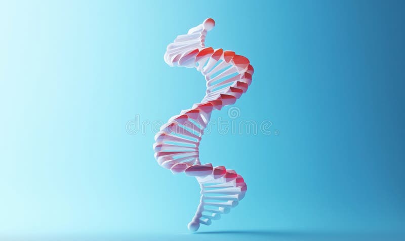 3D DNA Double Helix Model with Gradient Colors on Blue Background Stock ...