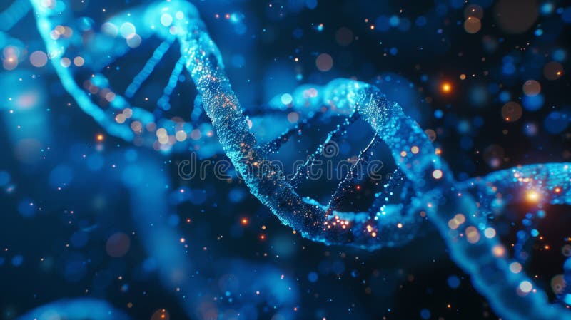3D DNA Molecule on Blue Background with Stars Stock Illustration ...