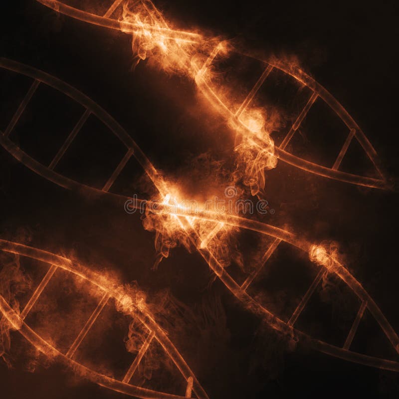3D DNA with Smoke and Fire Effect Stock Illustration - Illustration of ...