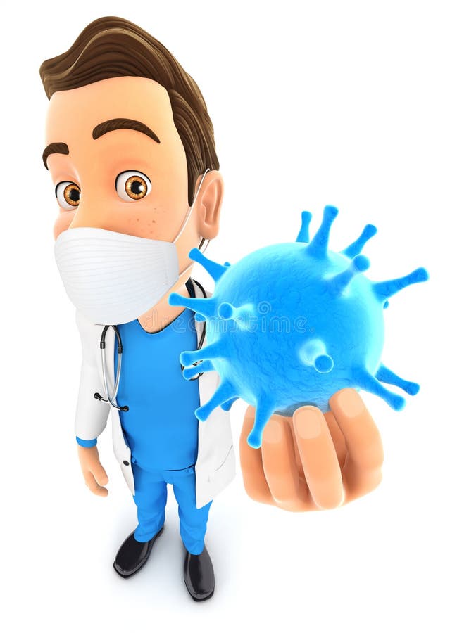 3d doctor holding a virus stock illustration. Illustration of ...