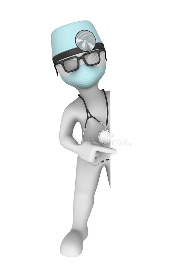 3d Doctor Pointing Finger To Blank Page. Stock Illustration ...
