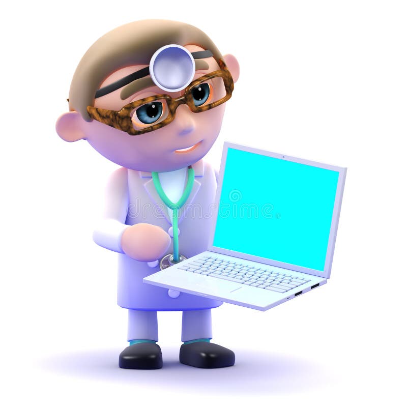 3d Doctor using a laptop stock illustration. Illustration of hospital ...