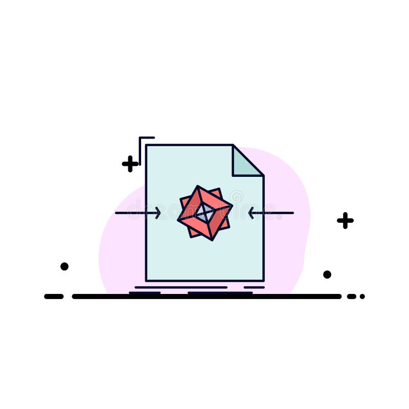 3d Document File Object Processing Flat Color Icon Vector Stock Vector Illustration Of