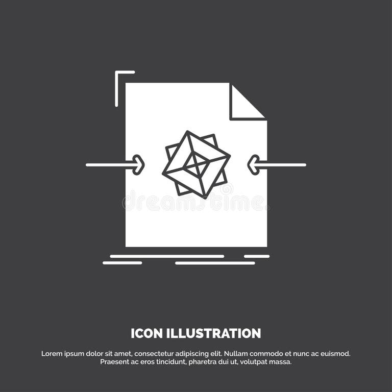 3d, Document, File, Object, Processing Icon. Glyph Vector Symbol for UI and UX, Website or ...