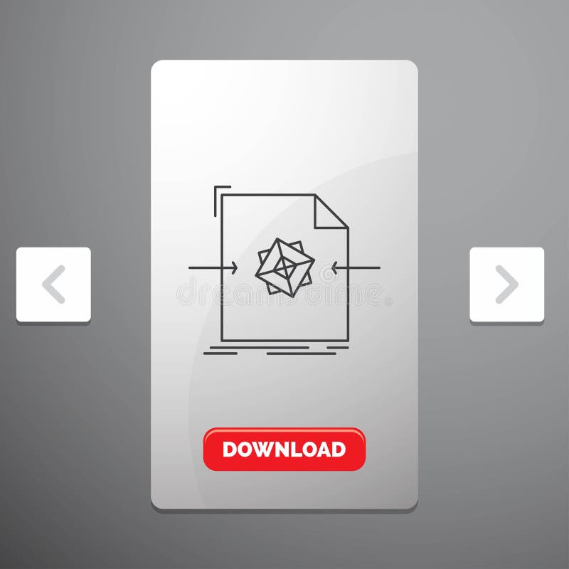 3d Document File Object Processing Line Icon In Carousal Pagination Slider Design And Red