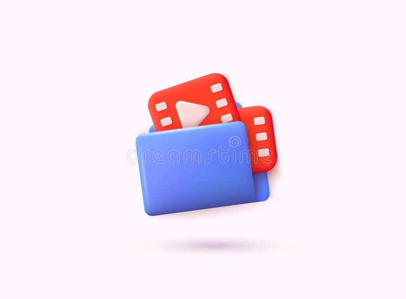 3d Document Folder for Management Multimedia Video File. 3D Vector ...