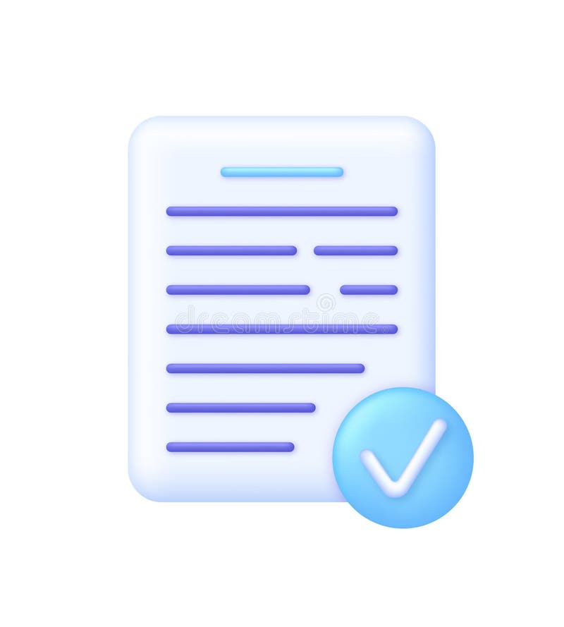3D Document Icons Set with Check Mark. Correctly File. Symbol for ...