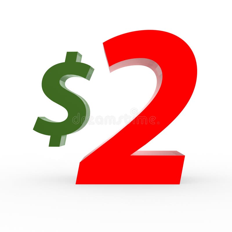 3D 2 dollar. stock illustration. Illustration of graphic - 125729040