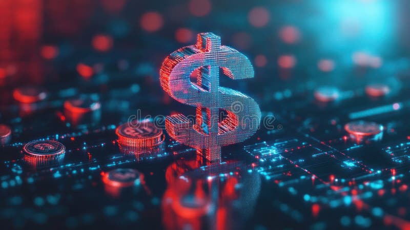 3D Dollar Sign on Circuit Board, Financial Technology Concept Stock ...