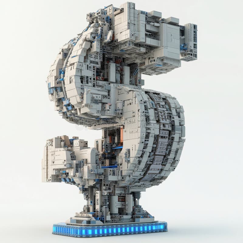 A 3D Dollar Sign is Depicted with a Digital Cyber Technology Texture ...