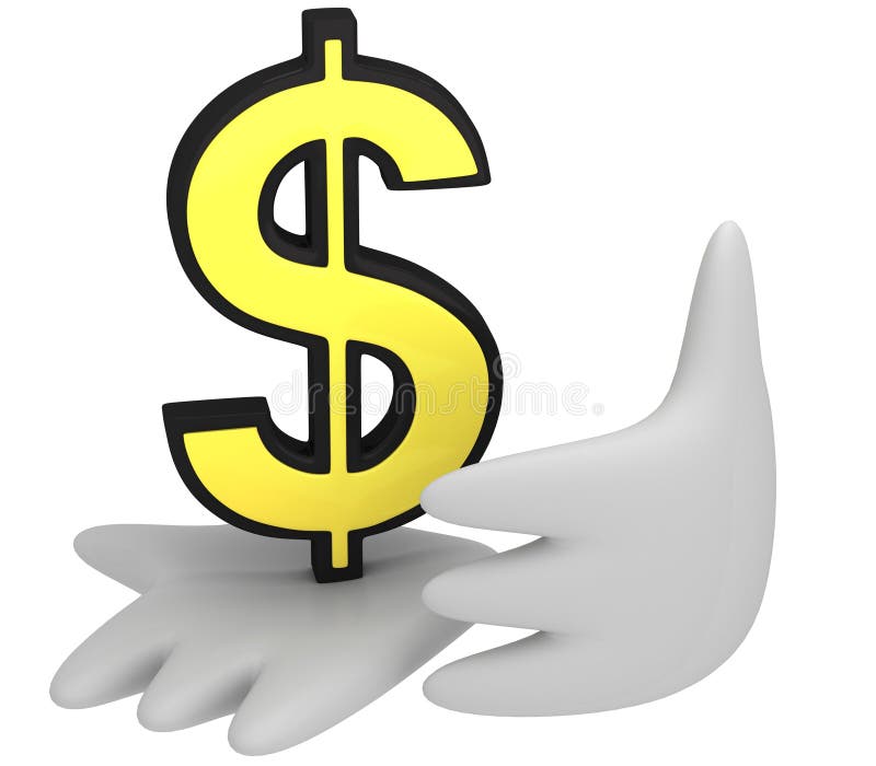 3d dollar sign in hand stock illustration. Illustration of dollar ...