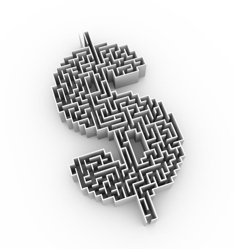 3d Dollar Sign Symbol Maze Puzzle Stock Illustration - Illustration of ...