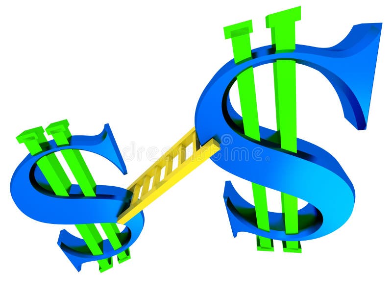 3D Dollar Signs with Ladder Stock Illustration - Illustration of sign ...