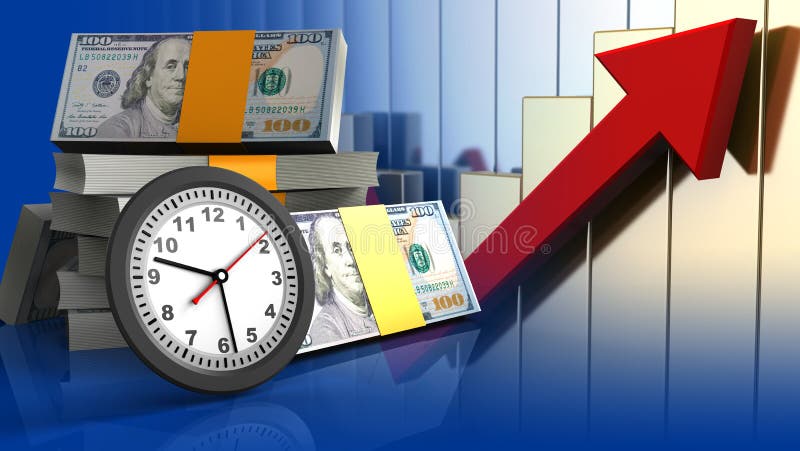 Rising Dollars Chart with Green Arrow Stock Illustration - Illustration ...