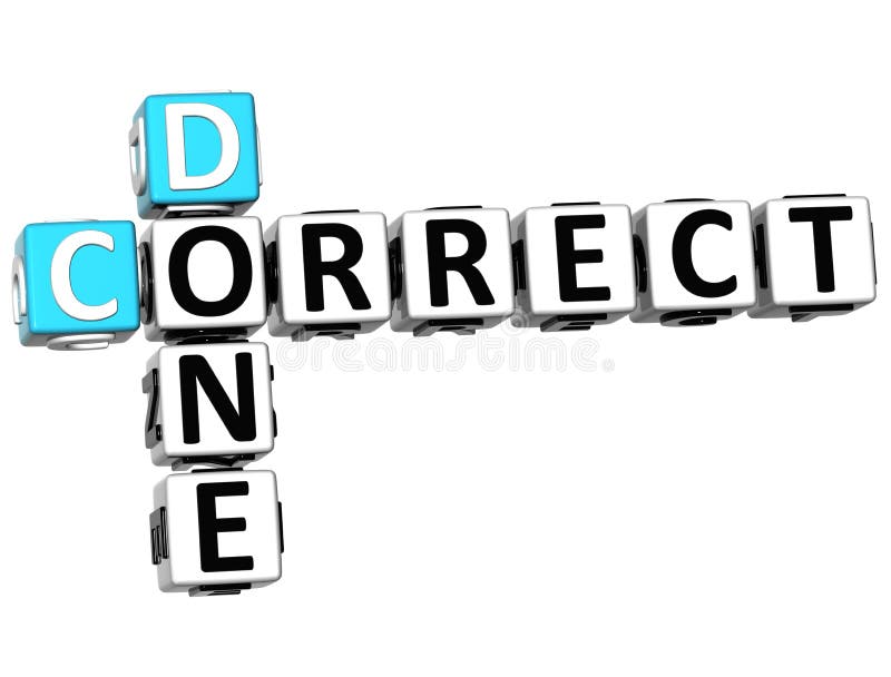 3D Done Correct Crossword stock photo. Image of concept - 91876952