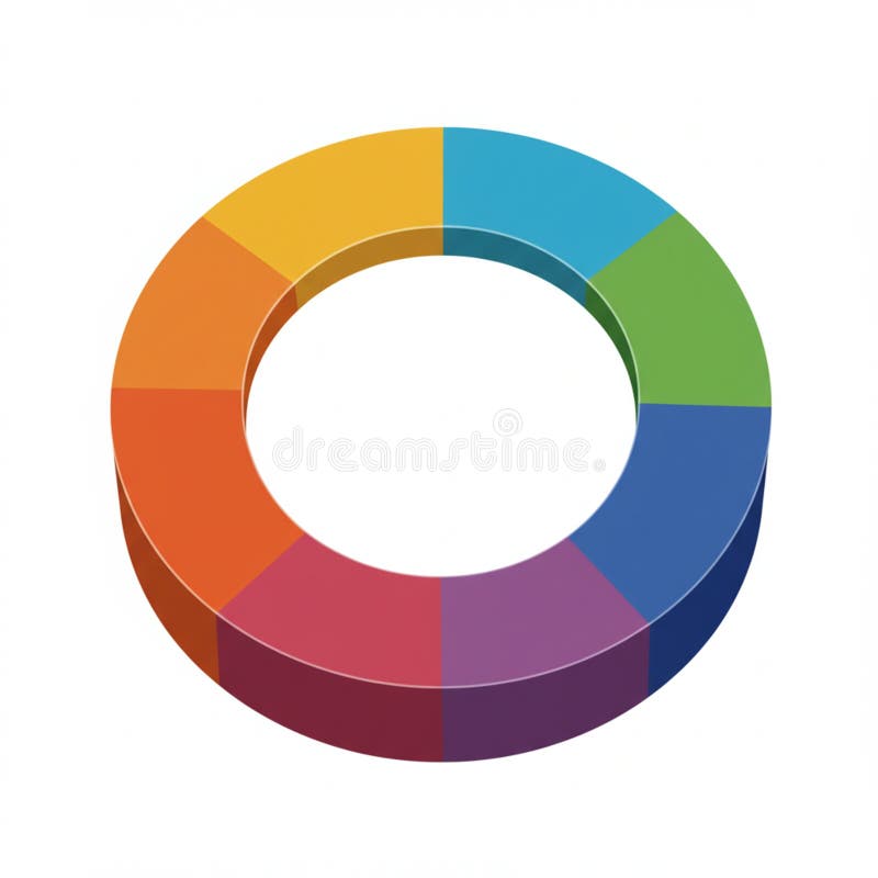 3D Donut Chart Featuring Multiple Colored Segments Including Orange ...