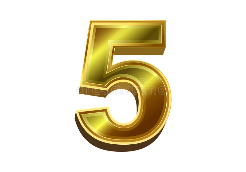 3d Dorado Número 5 Aislado Sobre Fondo Blanco Ilustración del Vector ...