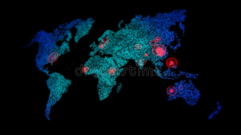 3D Dot World Map with Red Circle Aim Target on the Map, for Futuristic ...