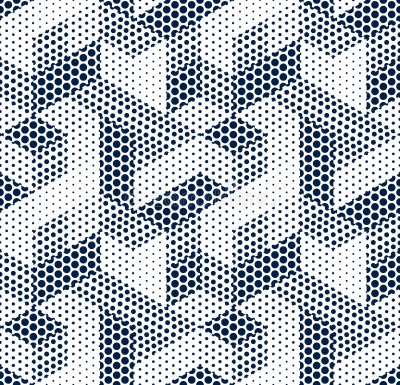 3D Dotted Cubes Seamless Pattern Vector Background, Dots Dimensional ...