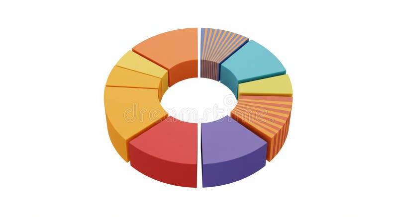 3D Doughnut Chart Featuring a Circular Arrangement of Multicolored ...