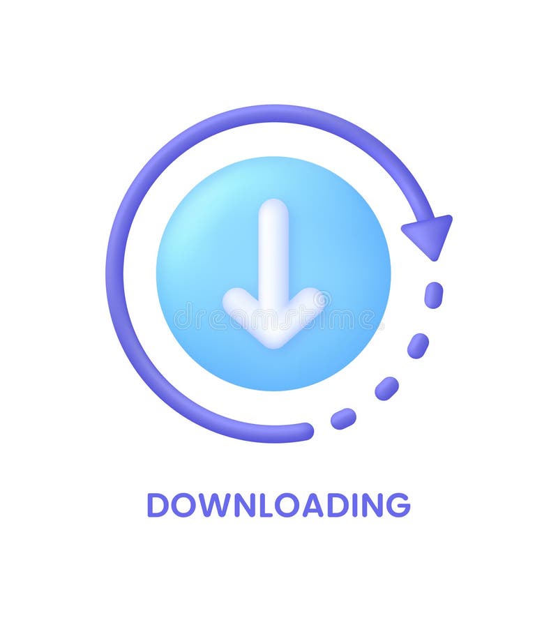 3D Downloading Icon. Load Internet Data Symbol Stock Vector ...