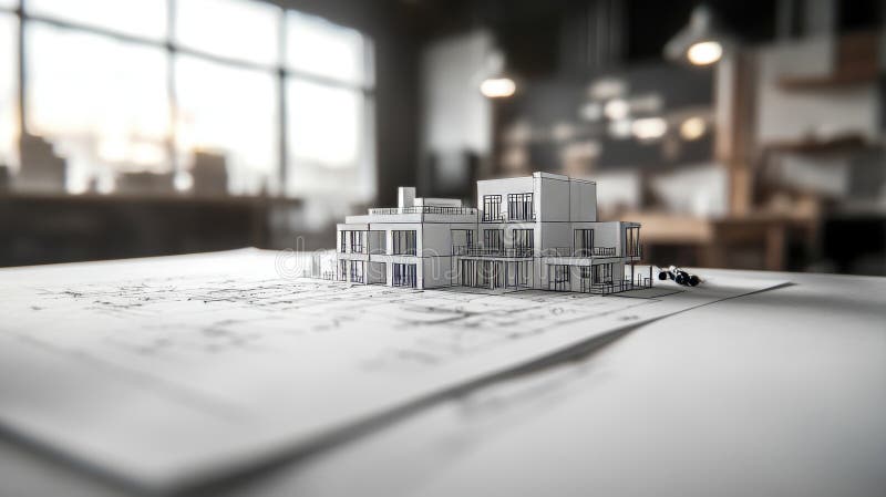 3d Draft Illustration of Architectural Building Construction for Large ...