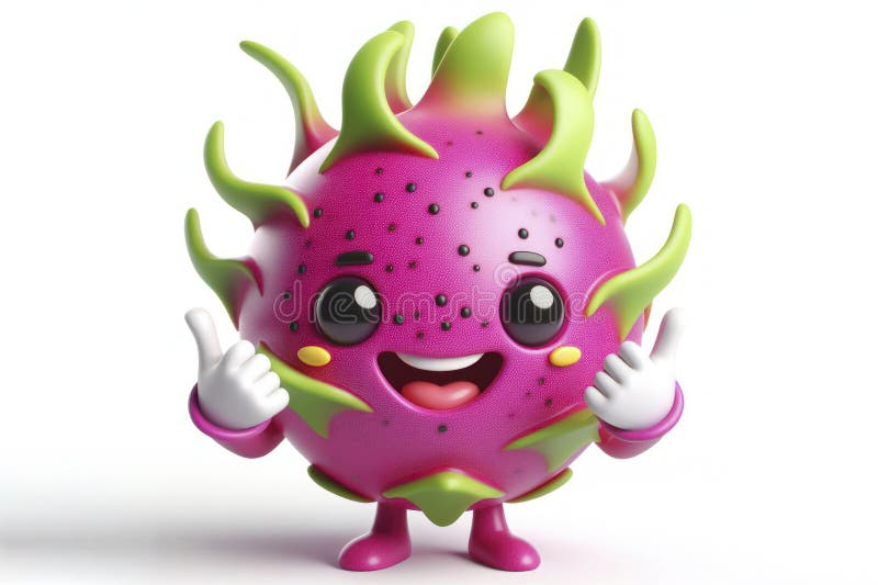 3d Dragon Fruit Character with a Smiling Face on a White Background. Ai ...