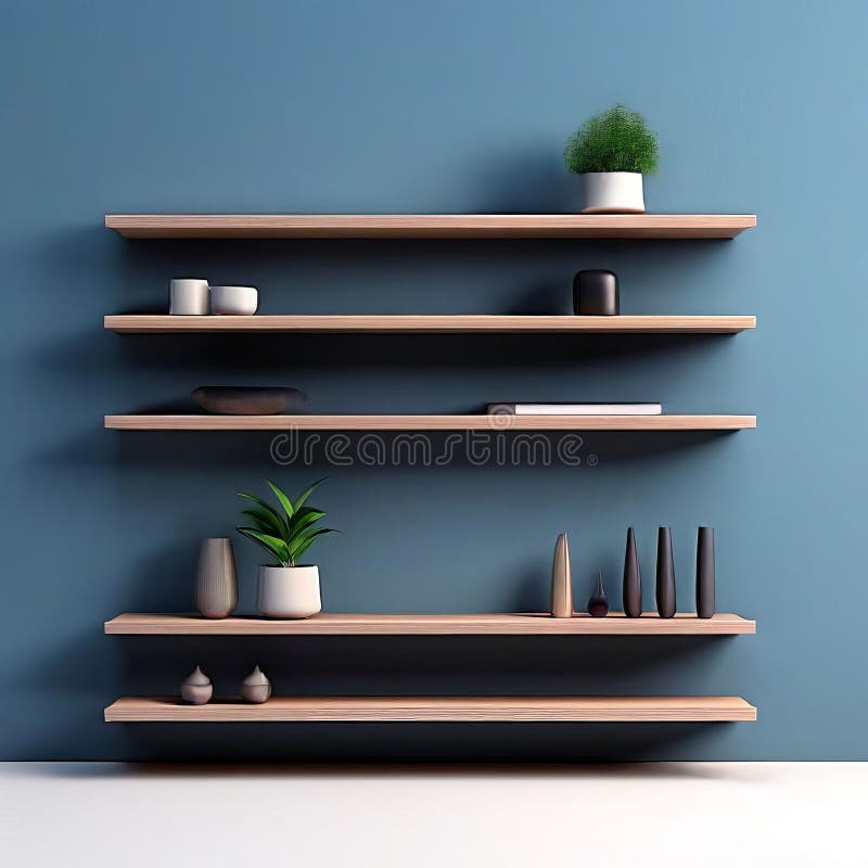 D Drawing of a Contemporary Wall Shelf a Slek and Modern Wall S Stock ...