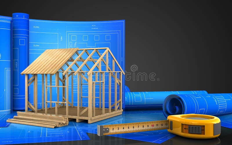 3d with drawing roll stock illustration. Illustration of residential ...